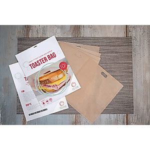 D'Luga Toaster Bags (Pack 10), non sticky reusable toaster bags, perfect to prepare cheese sandwiches, pizza, chicken nuggets, fish, vegetables, croissants. Used in oven, toaster or microwave.