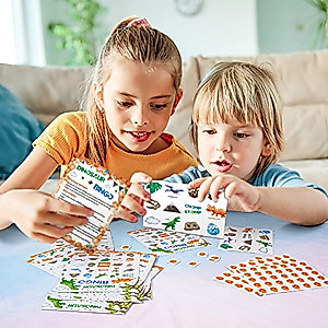 WERNNSAI Watercolor Dinosaur Bingo Party Games - 24 Players Dino Birthday Bingo Cards Set for Kids Boys Dinosaur Themed Activities for School Classroom Family Holiday