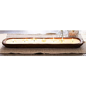 Red Barn Candle Company Wood Dough Bowl Candles | 100% All-Natural Soy Wax & Essential Oil Infused | Pet Safe + Odor Eliminating | Wooden Bread Tray | Centerpiece Farmhouse Decor (Lavender, 7-Wick)