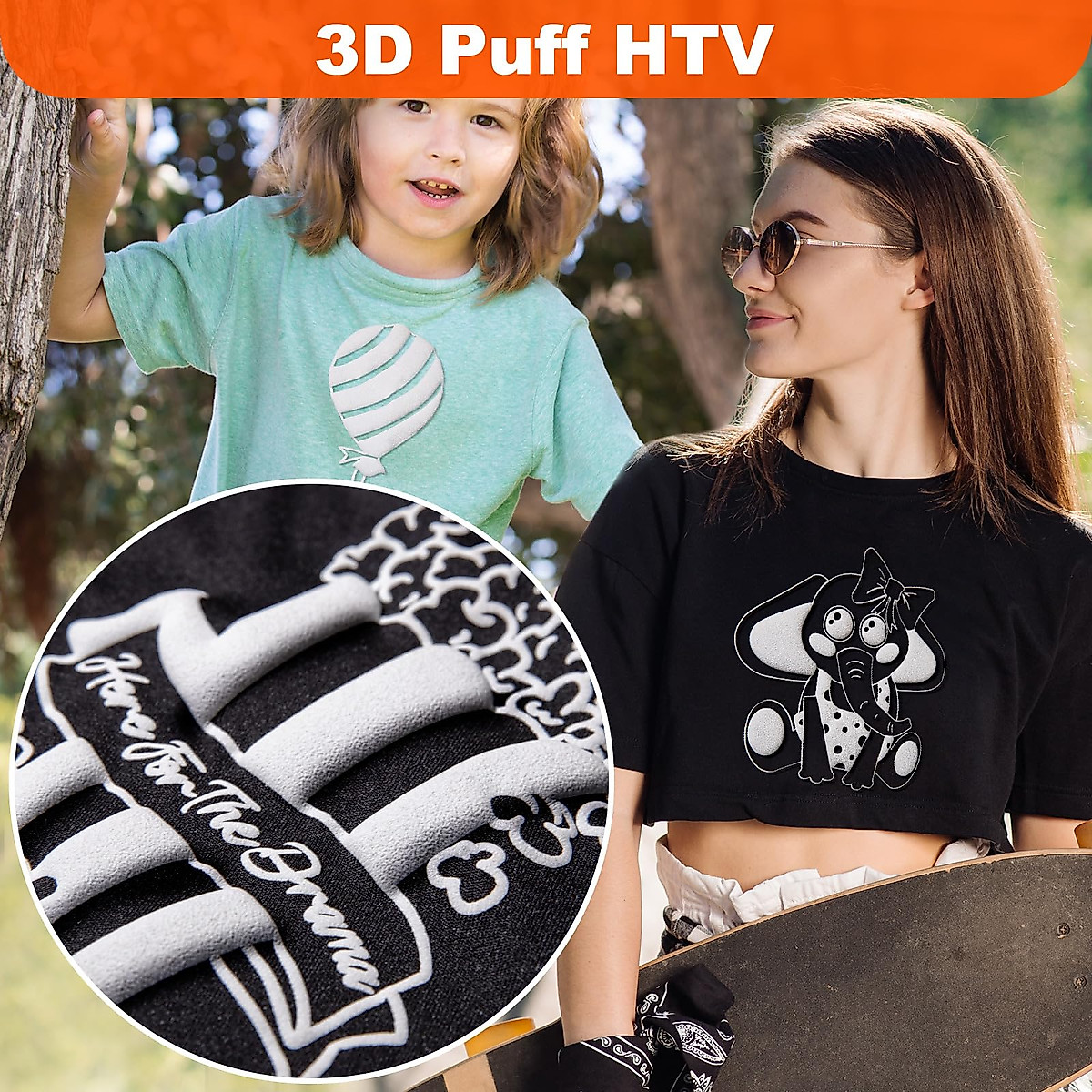 WRAPXPERT Puff Vinyl Heat Transfer White 3D Puffy HTV Iron on Vinyl for Tshirts,Easy Cut/Weed Foaming HTV for Heat Press,Clothing,10"x5ft