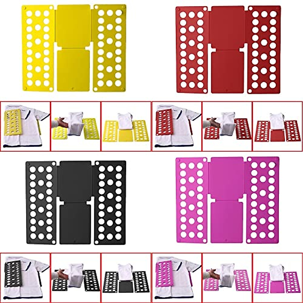 WJCCY Clothes Folder T Shirts Jumpers Organiser Fold Save Time Quick Clothes Folding Board Children Clothes Holder (Color : Red)