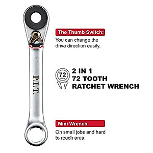 P.I.T. 1/4 Inch Micro Ratchet with 1/4", 3/8", and 1/2" Drive Socket Adapter Bit Set, Impact Phillips Driver Bit Magnetic Extension Bit, For putting together furniture,scooters or bikes