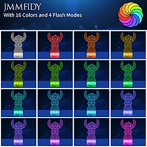 JMMFIDY Stitch Night Lights - 3D LED Intelligent Remote Control, Children's Room Decoration, Christmas & Children's Day Gift