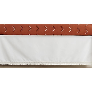 Sweet Jojo Designs Boho Fringe Boy Girl Baby Crib Bed Skirt Nursery Dust Ruffle - Ivory Off White Beige Tassel Modern Bohemian Farmhouse Southwest Shabby Chic Designer Bohemian Diamond Tuft Collection