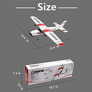 Ouhgnoh RC Plane 2.4Ghz 2 Channels EPP Foam Remote Control Airplane Radio Control Cessna Aircraft Easy to Fly RC Glider Toys for Kids, Boys and Beginners with 3 Batteries