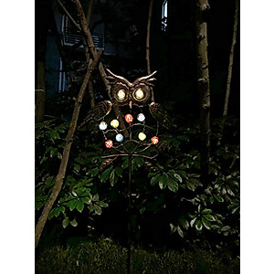 Decorman Outdoor Solar Light Stake - Solar Powered Metal Owl LED Decorative Garden Lights for Walkway, Pathway, Yard, Lawn (Rusty Brown)