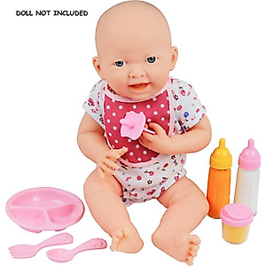 Click N' Play 8-pc Baby Doll Feeding Set w/Accessories | Baby Doll Accessories Set, Dolls Set/Stuff, Toy Bottles, Disappearing Milk, Food Set, Bottle Toys, Pretend Play Supplies | Toddler, Girls