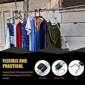 Alipis Closet Rod Reach Pole Retractable Clothesline Prop Adjustable Clothesline Rod Hanger Rod Aluminium Alloy Telescopic Handle Clothing Hook Coat Hanger Silver