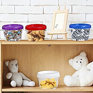 24 Pack 16oz Twist Top Containers with 2 Rolls Freezer Labels Twist Cap Deli Containers Porridge Dessert Containers with Screw Lids 4 Color Small Top Screw on Lids Jam Containers for Snacks Fruit Leftovers