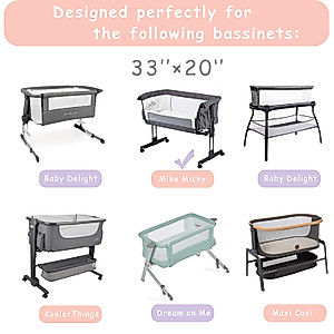 MEILA Bassinet Fitted Sheets Compatible with Mika Micky, Dream On Me, Maxi-COSI, AMKE, Baby Delight Bassinet, 100% Jersey Cotton Beside Bassinet Sheet for Baby Boy, Pack of 2（33"×20"