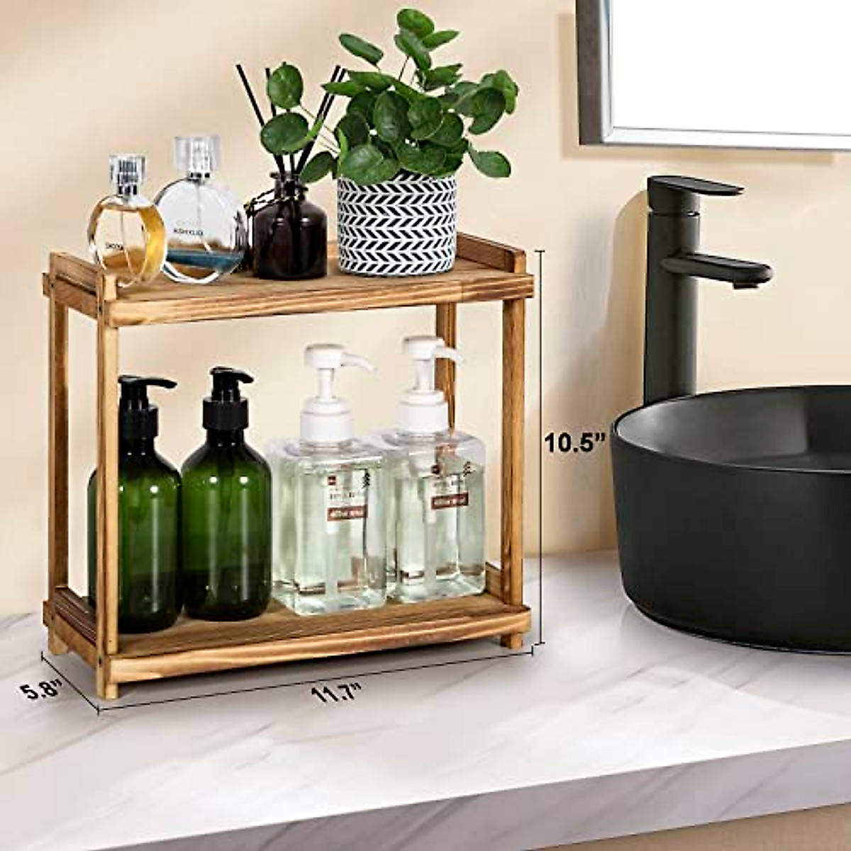 Bathroom Counter Organizer-Small Bathroom Countertop Organizer for Bathroom Counter ,2 Tier Bathroom Organizer Countertop Wood
