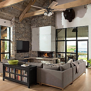 Prominence Home River Run, 52 Inch Farmhouse LED Ceiling Fan with Light, Pull Chain, Three Mounting Options, 5 Dual Finish Blades, Reversible Motor - 50566-01 (Bronze)