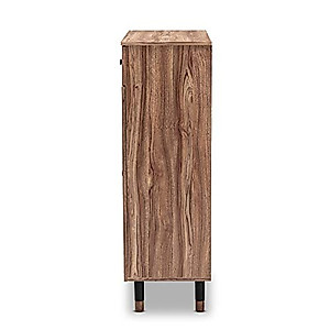 Baxton Studio Valina 2-Door Wood Shoe Storage Cabinet with Drawer in Oak-Black