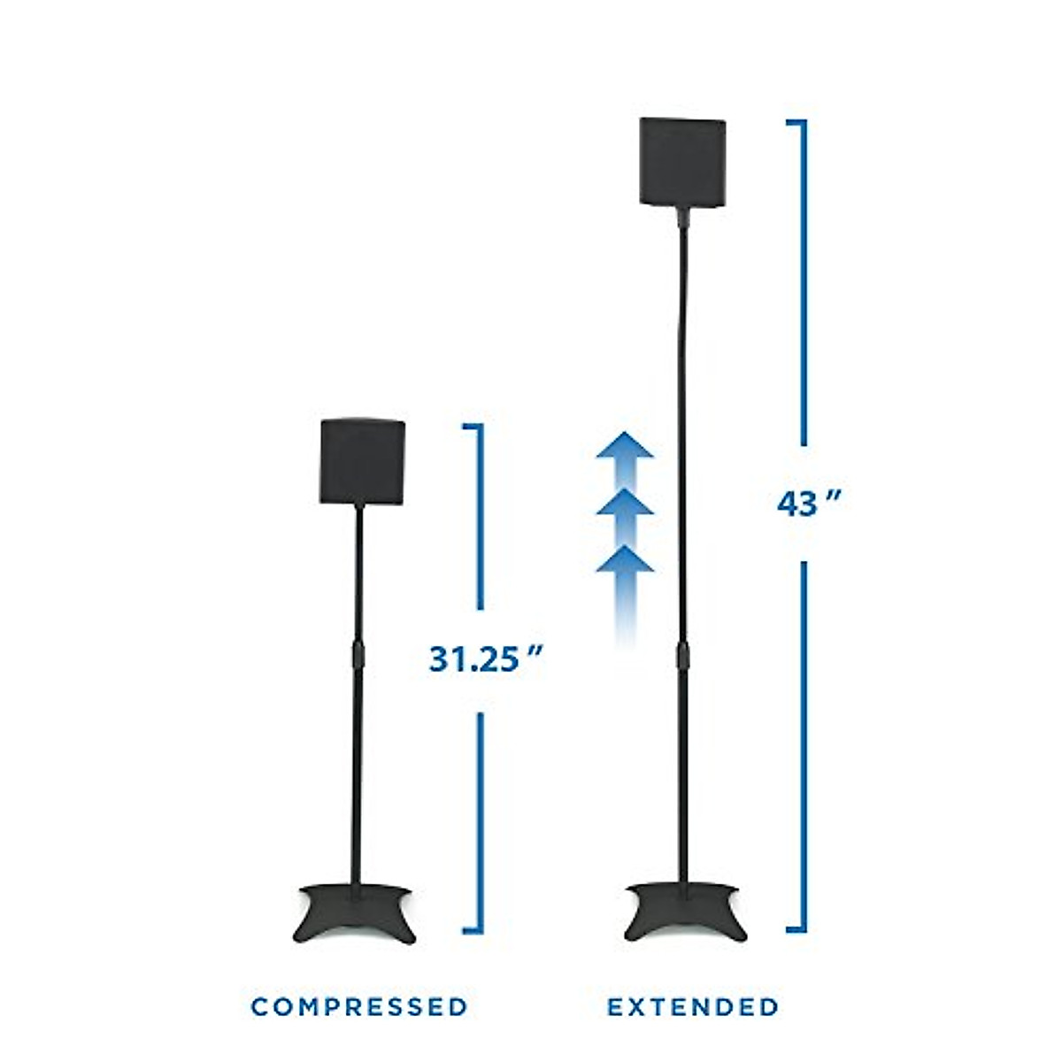 Mount-It! MI-1214 Speaker Stands for Home Theater 5.1 Channel Surround Sound System Satellite Speaker Stands Mounts, Rear and Front, 2 Pairs, 10 lb Capacity, Black