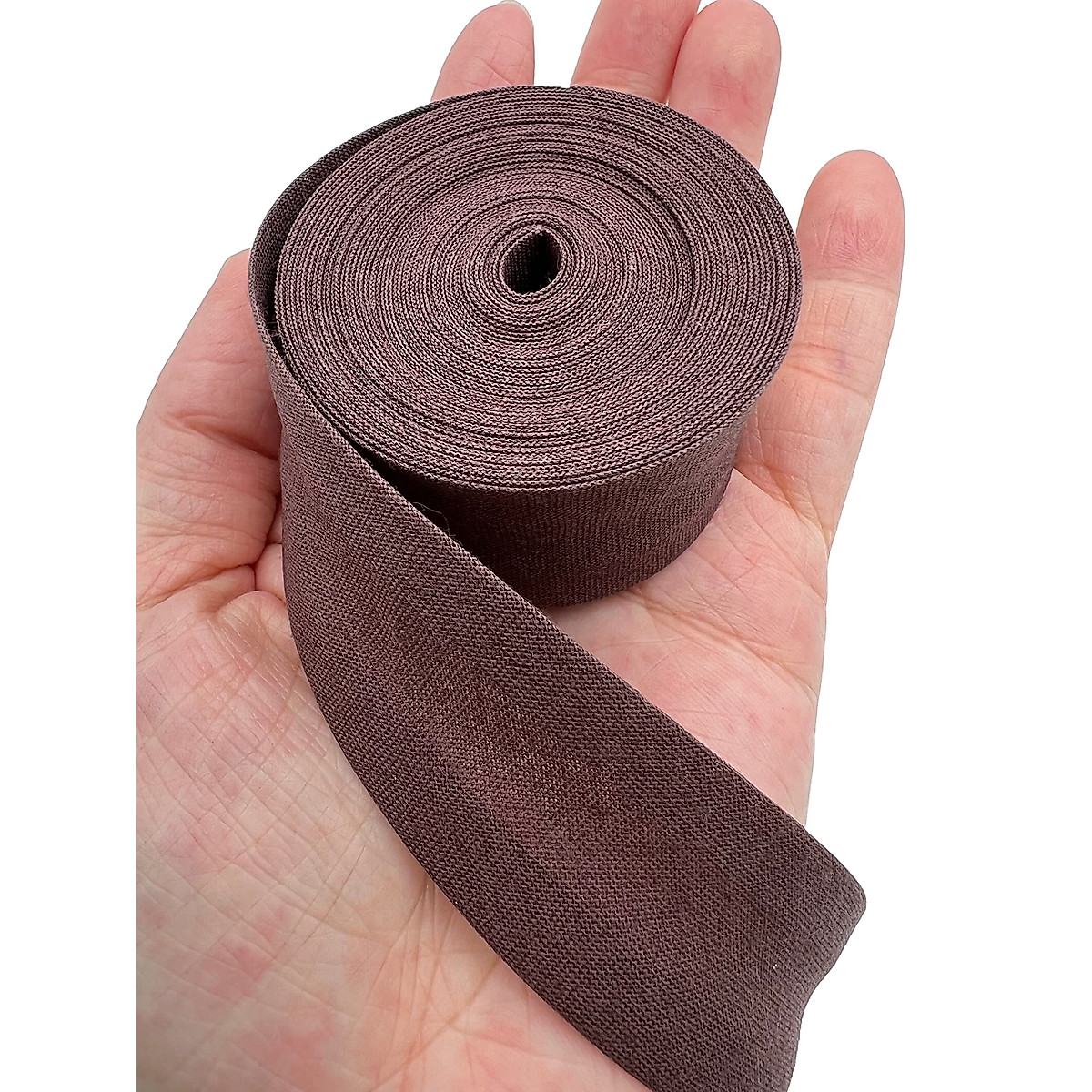 PEPPERLONELY 5 Yards 25mm (1 Inch) 100% Cotton Single Fold Bias Type Bias Binding for Sewing and Hemming Ribbon - Dark Brown