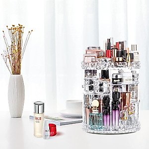 360 Degree Rotating Makeup Organizer, 7 Layers Adjustable Makeup Storage Organizer Box for Lipstick and Brushes, Large Capacity Acrylic Cosmetic Display Cases for Dresser and Bathroom1