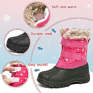 Kids Snow Boots Boys Girls Mid Calf Winter Boots Anti-Slip Outdoor Warm Boots With Fur Lined（/Little Kid/Big Kid）