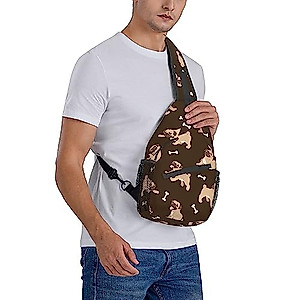 Crossbody Bag Sling Shoulder Backpack for Men Women Pug Cute Puppy Dog Unisex Small Hiking Backpack Durable Hiking Daypack for Sport Casual Walking Biking Travel Cycling
