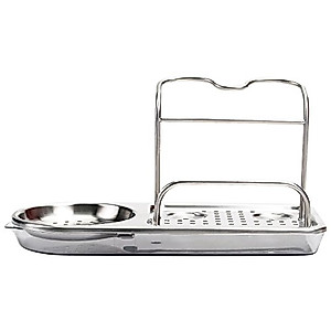 OXO Good Grips Stainless Steel Easy Press Dispenser & Good Grips Stainless Steel Sink Caddy