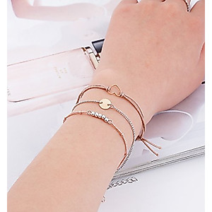 XOCARTIGE Charm Bracelets Set Bohemian Multiple Layered Beaded Bracelet for girls Delicate Chain Bracelet Bangle Cuff (Multicolor)