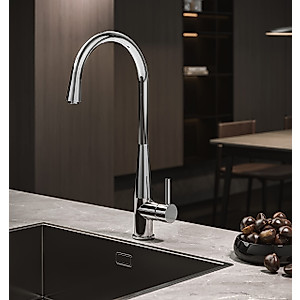 Kitchen Faucet Modern Single Handle High-arch Gooseneck Lead-free Solid Brass Sink Faucets