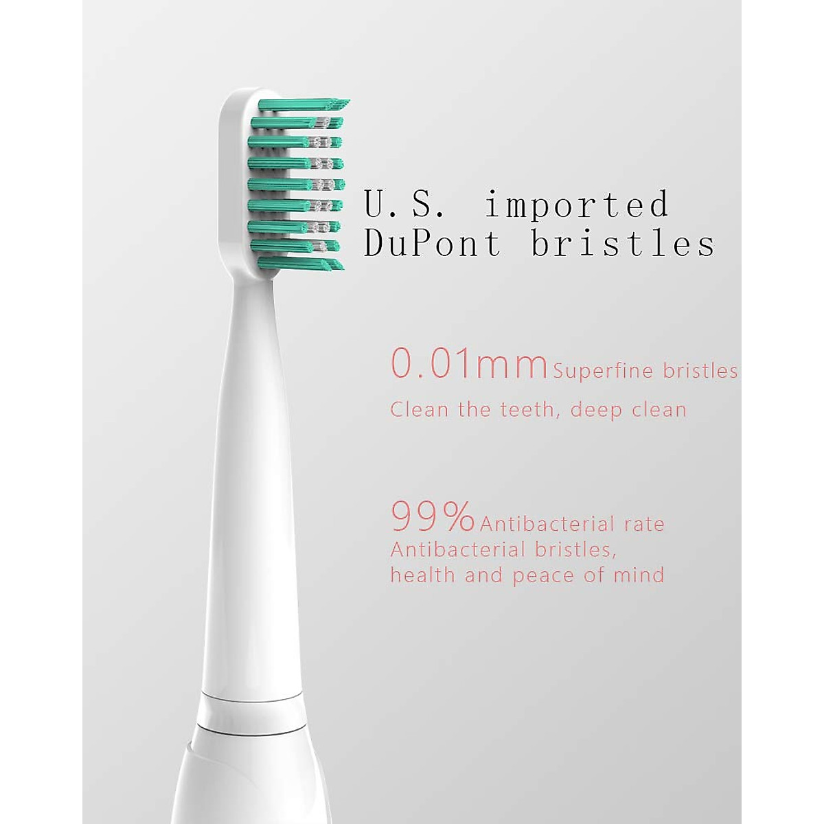 HKF HO KI HO Sonic Electric Toothbrush,USB Rechargeable Toothbrush with Minimum 40 Days Use,2 Mins Smart Timer and 5 Optional Modes,4 Brush Heads(White)