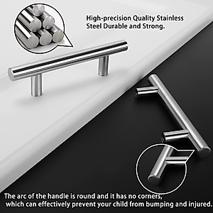 homdiy | 50 Pack 3in Hole Centers | Cabinet Handles Nickel Drawer Pulls Stainless Steel, Bar Handle Pull with Brushed Nickel Finish | Kitchen Cabinet Hardware/Dresser Drawers 201SN