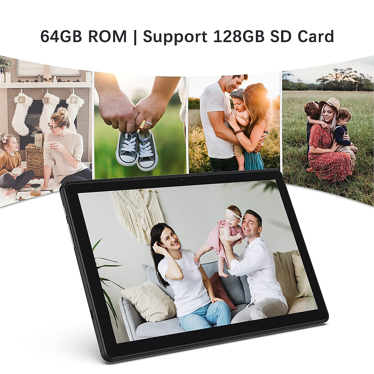 YUMKEM Tablet 10.1 inch, 4GB RAM 64GB Storage, Android 11 Go, 10 inch Android Tablets, 1280 X 800 IPS HD Display, Large Battery, Dual Camera, WiFi Only, Black