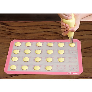 Aprince 2 Pack of Silicone Baking Mats Silicone Pastry Mat,Non-stick Baking Mat Pink 16.5x11.8x0.09 inch Silicone Mat Silicon Baking Mat Set Baking Mats Silicon Mats for Baking mats non stick silicone