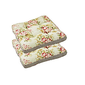 Peacewish Fashion Square Seat Cushion Indoor/Outdoor Floral Chair Cushion with Tie, Non Slip (Flower 22, Set of 2)