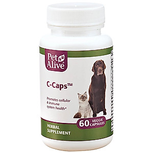 PetAlive C-Caps - All Natural Herbal Supplement Promotes Cellular and Immune System Health in Dogs and Cats - 60 Veggie Caps