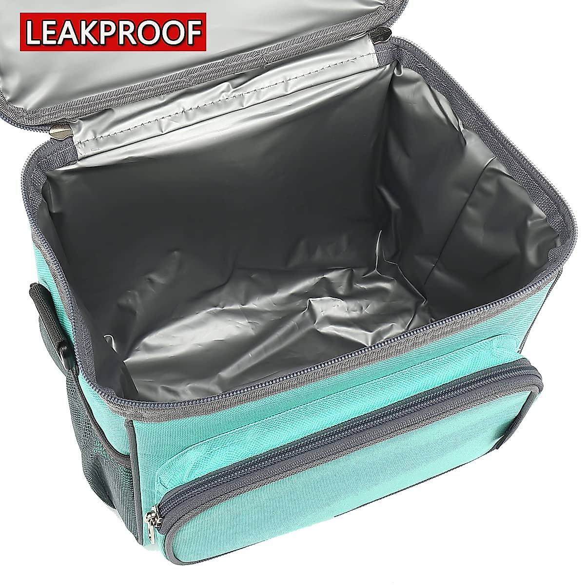 FlowFly Insulated Reusable Lunch Bag Adult Large Lunch Box for Women and Men with Adjustable Shoulder Strap,Front Zipper Pocket and Dual Large Mesh Side Pockets,Daisy