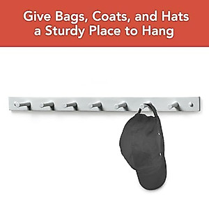 Spectrum Diversified Wall-Mounted 7 Peg Wood Hook, Hat Organizer & Coat Hanger for Entryway or Closet Bathroom Storage Racks for Towels & Bath Robes, White