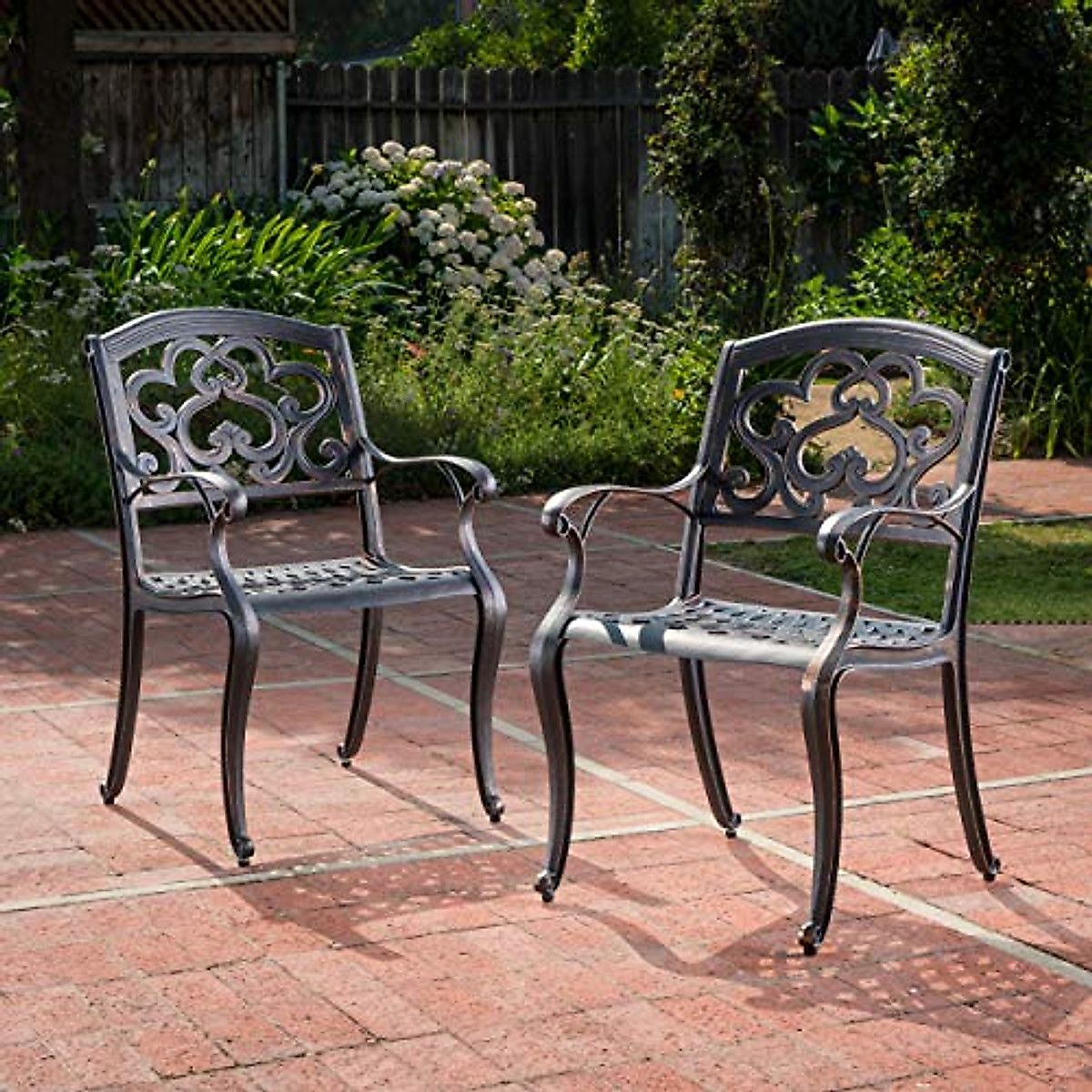 Christopher Knight Home Austin Outdoor Cast Aluminum Dining Chairs, 2-Pcs Set, Shiny Copper