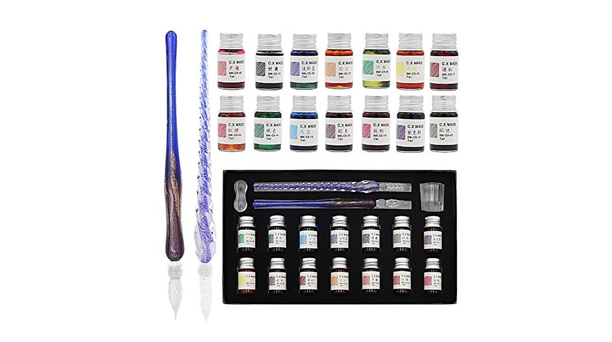 AXEARTE Glass Dip Pen Set | 18-Piece Calligraphy & Art Kit