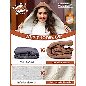 HEEKPEK Women Hoodies Fleece Jackets Soft Fuzzy Long Hoodie Sweatshirt Casual Sherpa Hoodies Horn Button Coats Winter