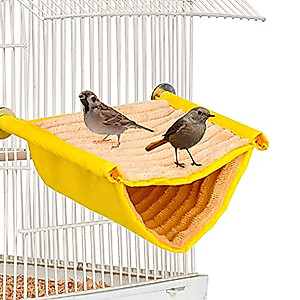 Pilarmuture Winter Warm Bird Nest Bed,Double Layer Playing Snuggle Pet Supplies Tent Toy Parakeet Budgies Winter Warm,for Parakeet Budgies Cockatiels Lovebird Cockatoo Finch Hamster(Yellow)