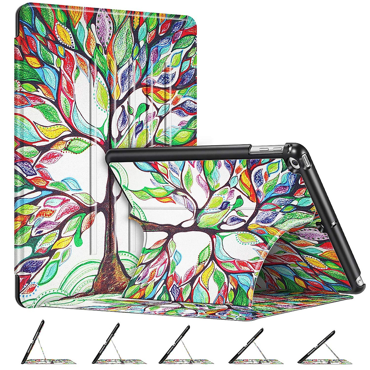 Fintie Case for iPad 6th / 5th Generation (9.7 Inch 2018/2017), iPad Air 2, iPad Air - [Multiple Secure Angles] Slim Magnetic Kickstand Protective Cover with Auto Sleep Wake Feature, Love Tree