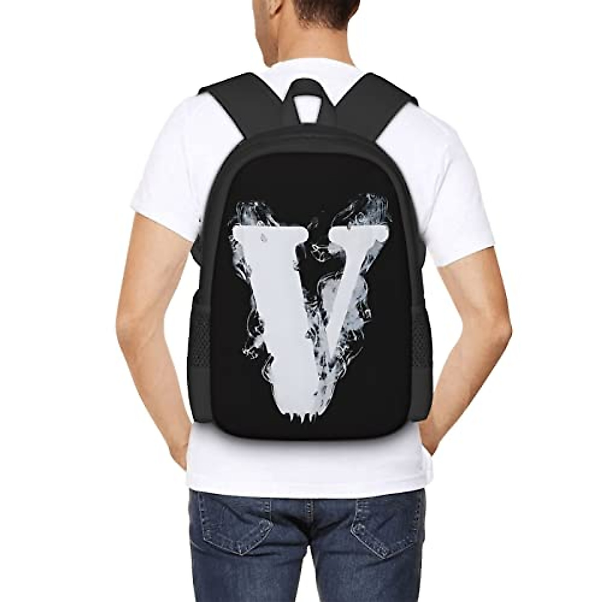 Kaeosroa Big V Backpack For Men Women Hip Hop Trend Laptop Backpacks School Bag Bookbag Outdoor Travel Sport Bag Boys Girls