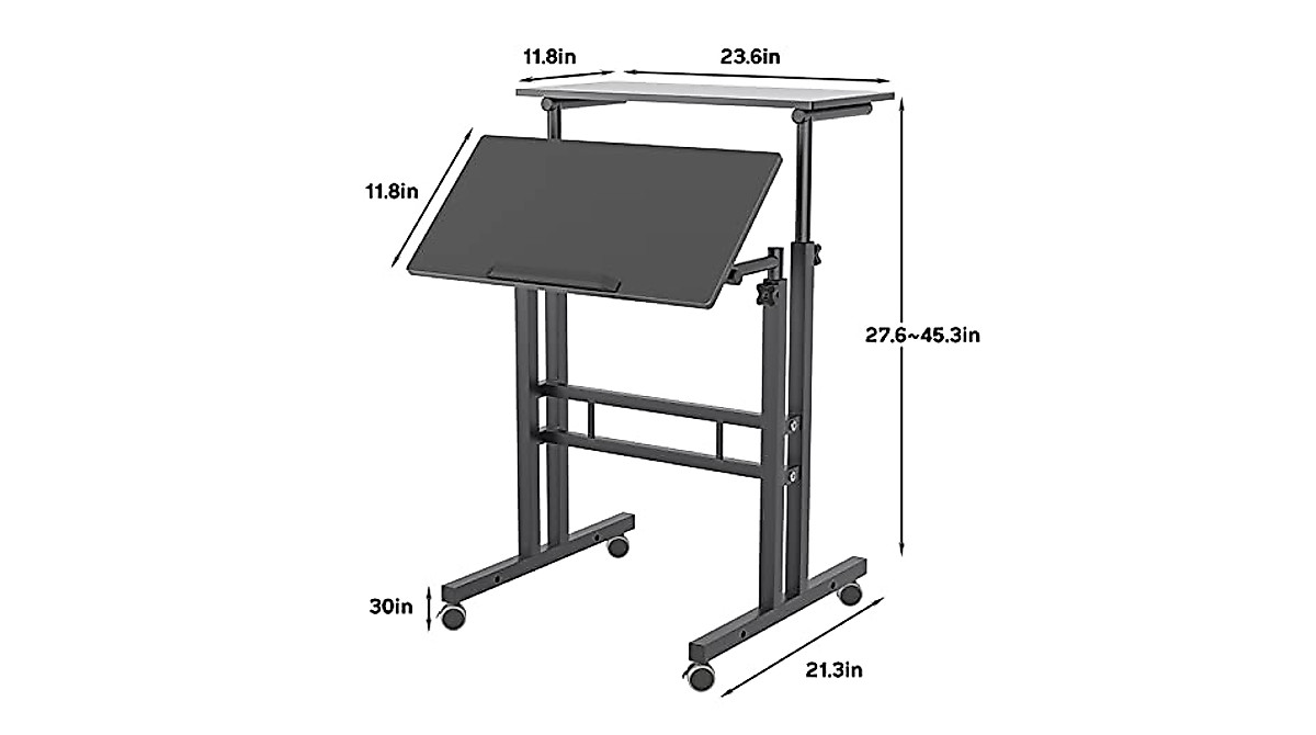 Adjustable 24-Inch Mobile Standing Desk for Home & Office