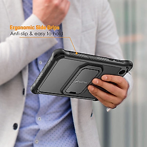 Fintie Case for for Alcatel Joy Tab 2 Tablet 8-inch 2020 Release (Model: 9032Z) - [Built-in Kickstand] Anti Slip Kids Friendly Shockproof Silicone Protective Cover (Black)