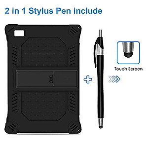 DETUOSI Silicone Case for Teclast M40 Plus/M40 with Stylus Pen & Shoulder Strap, Multi-Angle Case, Soft Lightweight Protective Cover for Teclast P20S/ P20HD/ 8Pritom Tronpad L10, Black
