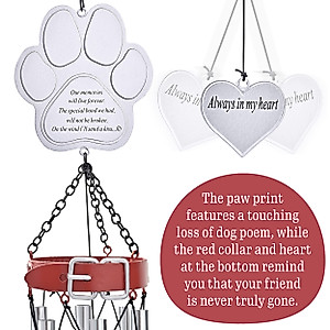 KLAXAVEL Pet Memorial Wind Chimes - 19" Rainbow Bridge Pet Memorial Gifts, Thoughtful Loss of Cat or Dog Gifts, Wind Chime with Poem and Red Collar, Durable Metal Outdoor Chimes Pet Sympathy Gift