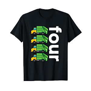 Garbage Truck Trash 4 Years Old 4th Birthday Kid Funny Party T-Shirt