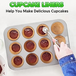 3000 Pieces Cupcake Liner Bulk Grease Proof Baking Cups Standard Natural Paper Muffin Liners Muffin Paper Cups Small Cupcake Wrappers Baking Cups for Candy Cooking Baby Showers Weddings Birthdays