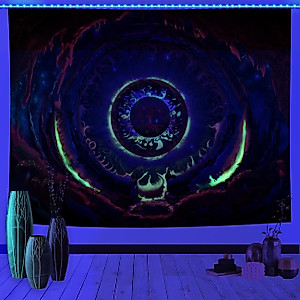 vavalad The Eye Tree of Life Tapestry Nature Plant Black Light Tapestry in Dark Tree of Life Tapestry Reaction Moon Tapestry Poster Wall Hanging Bedroom