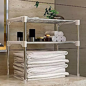 XWOZYDR Multi-Functional Microwave Oven Shelf Rack Standing Kitchen Storage Holders Home Towels Rack Storage Shelve