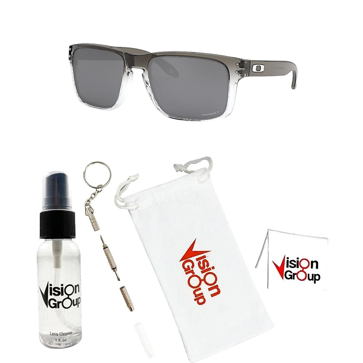 Oakley OO9102 Holbrook Sunglasses + Vision Group Accessories Bundle for mens(Dark Ink Fade/ Prizm Black Polarized (9102O2)