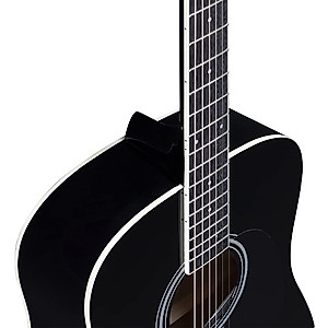 Stretton Acoustic Guitar Full Size Dreadnought 41 Inch Steel String Package D1 - Includes Everything a Beginner Needs To Get Started Playing Guitar - Black