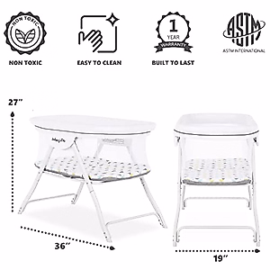 Dream On Me Poppy Traveler Portable Bassinet in White and Grey, Lightweight, Spacious and Convenient Mesh Design, JPMA Certified, Easy to Clean and Fold Baby Bassinet - Carry Bag Included